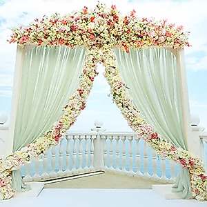 10ft x 10ft Sage Green Backdrop Curtains, Wrinkle-Free Sheer Chiffon Fabric Backdrop Drapes for Wedding Arch Party Ceremony Stage Decoration