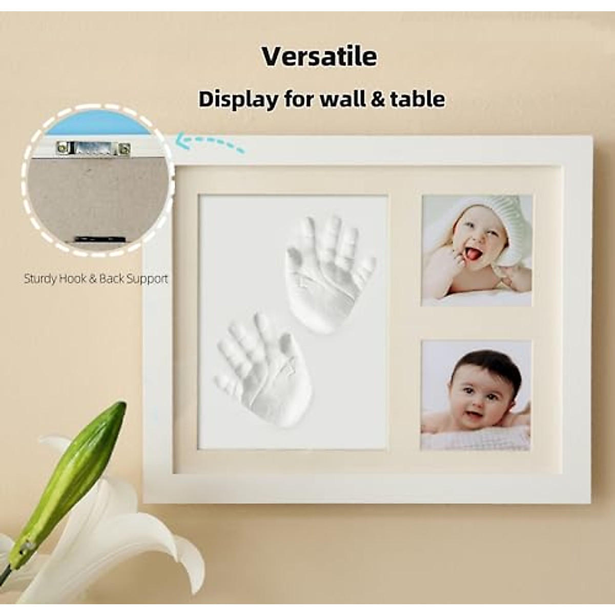 PewinGo Baby Footprint Kit,Baby Clay Hand and Footprint Kit,Newborn Baby Handprint Kit,Baby Keepsake Frames for First Mothers Day Gifts,Personalized Baby Shower Gifts for New Mom,New Parents