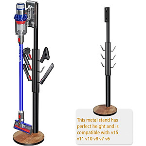 XIGOO Docking Station Holder Freestanding Vacuum Stand Rack Compatible with V15 Detect, V11 V10 V8 V7 V6 Cordless Vacuum Cleaners, Floor Docking Station Metal Organizer Bracket with 6 Hooks