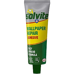 Solvite Wallpaper Repair Adhesive, Wallpaper Paste for Fixing Tears, Seams & Edges, Extra-Strong Glue for Seam Repair, Easy-Spread Wallpaper Glue, 1x56g