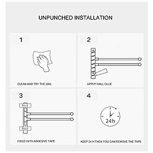 MOCOFO Towel rack, swing-out towel bar, rotating bathtub, RV towel rack, swing arm, towel hand rack, space-saving storage rack, wall-mounted towel rack (space aluminum, 5 bars)