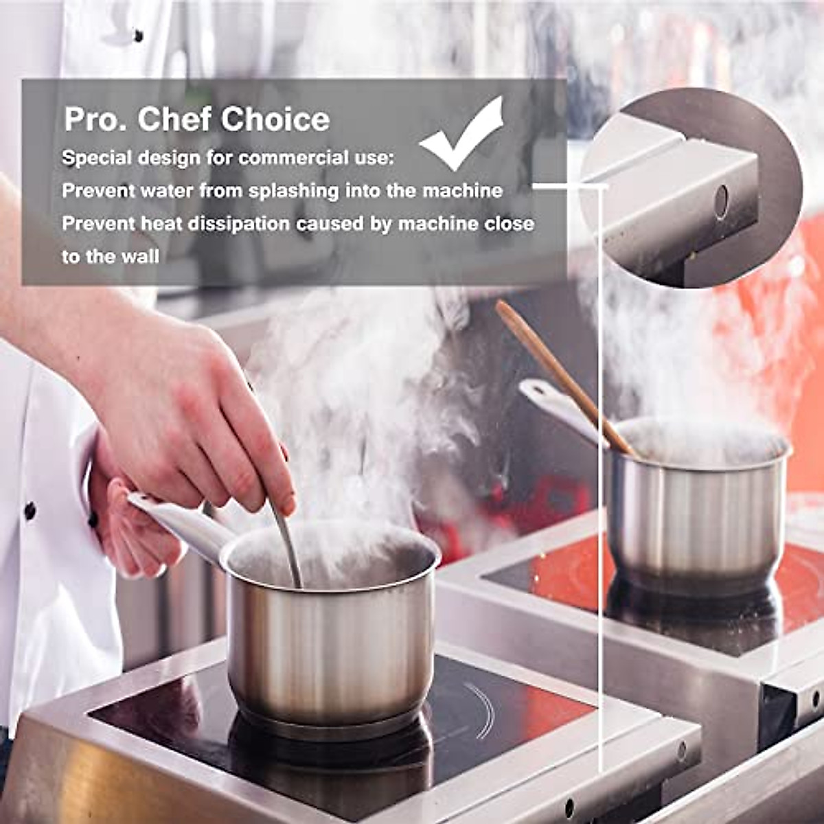 ChangBERT Induction Cooktop 1800W NSF Certified Commercial Grade Durable Countertop Burner Pro Chef Professional 18/10 Stainless Steel Housing Schott Glass 10-Hour Timer