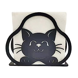 PXLYWLTZL Napkin Holder for kitchen，CAT black Metal Holders Tables, dinner iron Restaurants，Farmhouse，Cafe，Bar, Holders, Tissue Dispenser (CAT), 4.8inch 4inch 1.7inch (999)
