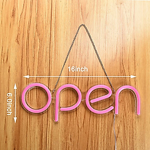 LED Open Sign,16x6 inch Open Signs for Business with Open Close Sign(Pink)