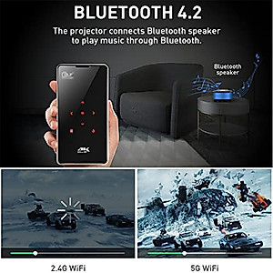 WENLII Projector Mini Android 9.0 4000mAh Battery,Support 4K Miracast Airplay Mobile Projector Video Beamer ( Color : D )
