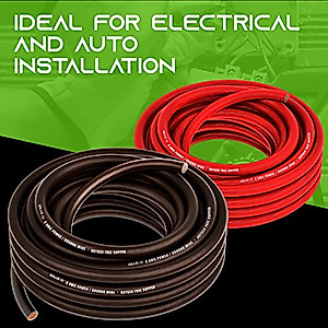 GearIT 8 Gauge Wire Oxygen Free Copper OFC (50ft Each- Black/Red Translucent) 8 AWG - Primary Automotive Wire Power/Ground, Battery Cable, Car Audio Speaker, RV Trailer, Amp, Electrical 8ga - 50 Feet