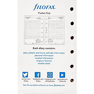 Filofax Pocket Day per Page English appointments Diary - 2022