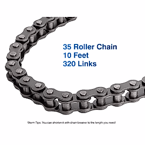Belleone #35 Roller Chain 10 Feet -320 Links #35 Chain with Chain Breaker & 5 Connecting Links for Go Karts, Motorcycles, Mini Bikes, Bycicles, Other Home and Industrial Machinery