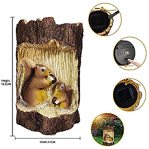 KagoLing Solar Garden Lights, Garden Decor Squirrel Lawn Ornaments Waterproof LED Tree Stump Garden Decorations Outdoor Decoration Landscape Lights for Garden,Patio,Backyard,Lawn,Pathway,Ground