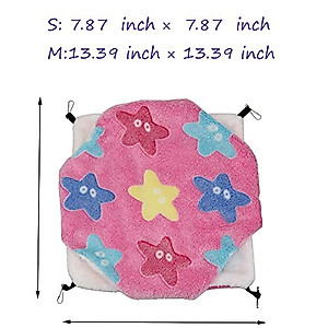 LEFTSTARER Bunkbed Sugar Glider Hammock, Ferret Cage, Small Pet Cage, Ferret Beds Chinchilla Cage Accessories Hamster Bed Small Animals Bed (Pink-Star, Medium)