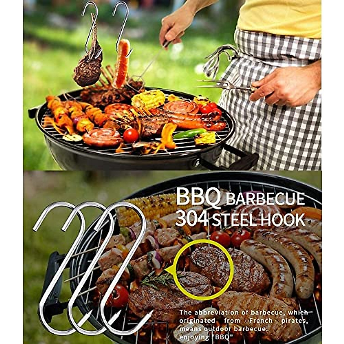 5.12inch Meat Hooks,20Pcs 304 Stainless Steel Butcher Hook Smoking Hooks,Hanging, Drying, Butchering, BBQ, Grilling，Jerky. (5.12in)