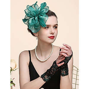Gionforsy Fascinators Hat for Women Tea Party Kentucky Derby Wedding Mesh Feathers Hair Clip (Green)
