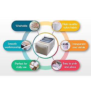 wardrobe clothes organizer | (2PCS) 7 Grids Foldable Visible closet organizers and storage | Portable Storage Containers for T-shirt, Legging, Skirts, Jeans, Kid Clothes |Washable drawer organizers for clothing storage (White）