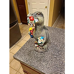 Dinosaur Eating Gnomes Garden Art Decor Outdoor Statue Art Decoration for Lawn Yard Housewarming Garden Gift