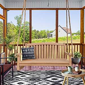 Seven Seas Teak San Jose Teak Wood Double Outdoor Porch Swing, 4 Foot