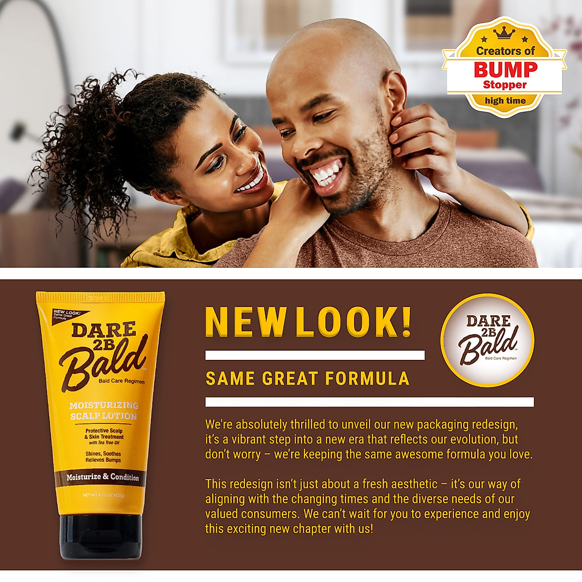 Dare 2B Bald Moisturizing Scalp Lotion | Bald Head Care Regime | Condition, Protect, and Treat the Scalp Against Flaking | Bald Head Moisturizer for Men- 4.75 OZ