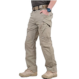 CARWORNIC Gear Men's Hiking Tactical Pants Lightweight Cotton Outdoor Military Combat Cargo Trousers Khaki