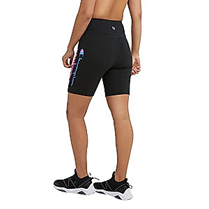 Champion Bike, Authentic, Moisture Wicking, Bikers Shorts for Women (Plus, Black Mirrored Script, X-Large