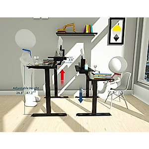 Joy·Work - Electric Height Adjustable Standing Desk Sit Stand Home Office Desk 2 Tier (Black Top/Black Legs - 2 Tier)
