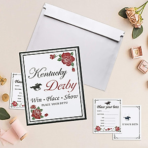 ANGOLIO Race Horse Party Supplies, 40Pcs Betting Card for Guess Who will Win the First on Horse Racing, Win Place Show Ticket Play Your Bets Card Derby Invitation Guessing Game Card