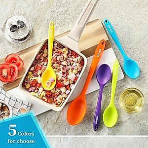 5PCS Silicone Serving Spoons Set, Vituer Heat Resistant Kitchen Spoons for Cooking, Mixing, Stirring and Serving, Dishwasher Safe (5 Pack, Multicolor)