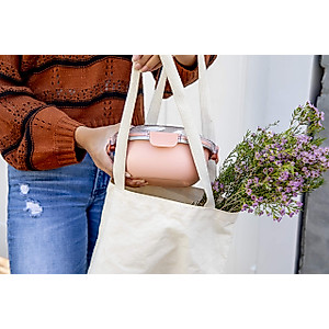 Ello Stainless Steel Lunch Bowl Food Storage Container with Leak-Proof Lid, 6.5 Cup, Peach