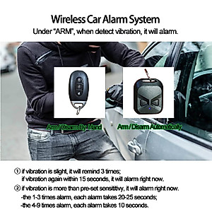 VJOYCAR Wireless Car Alarm Vehicle Security System Anti-Theft Burglar Vibration Sensor Horn Siren Universal 12V Auto Anti-theft Protection System Simple DIY Install (Auto+Manual)