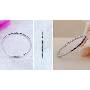 Dazzlingrock Collection 0.08 Carat (ctw) 10k Round Black Diamond Ladies Dainty Anniversary Wedding Band Stackable Ring, White Gold, Size 7