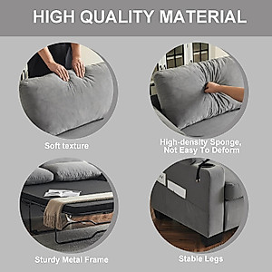 NHX 74” Pull Out Sofa Bed Sleeper Couch with Memory Foam Mattress, Queen Size Sofa, Full Size Mattress Modern,Loveseat Sleeper for Living Room, Full Size (Dark Grey, Full)