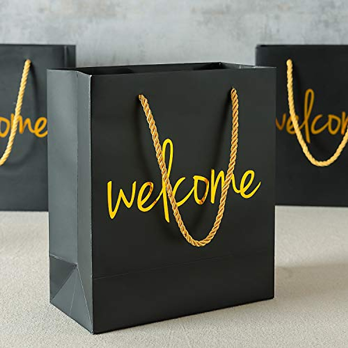 Crisky Black Gold Welcome Bags for Wedding Favor Bags