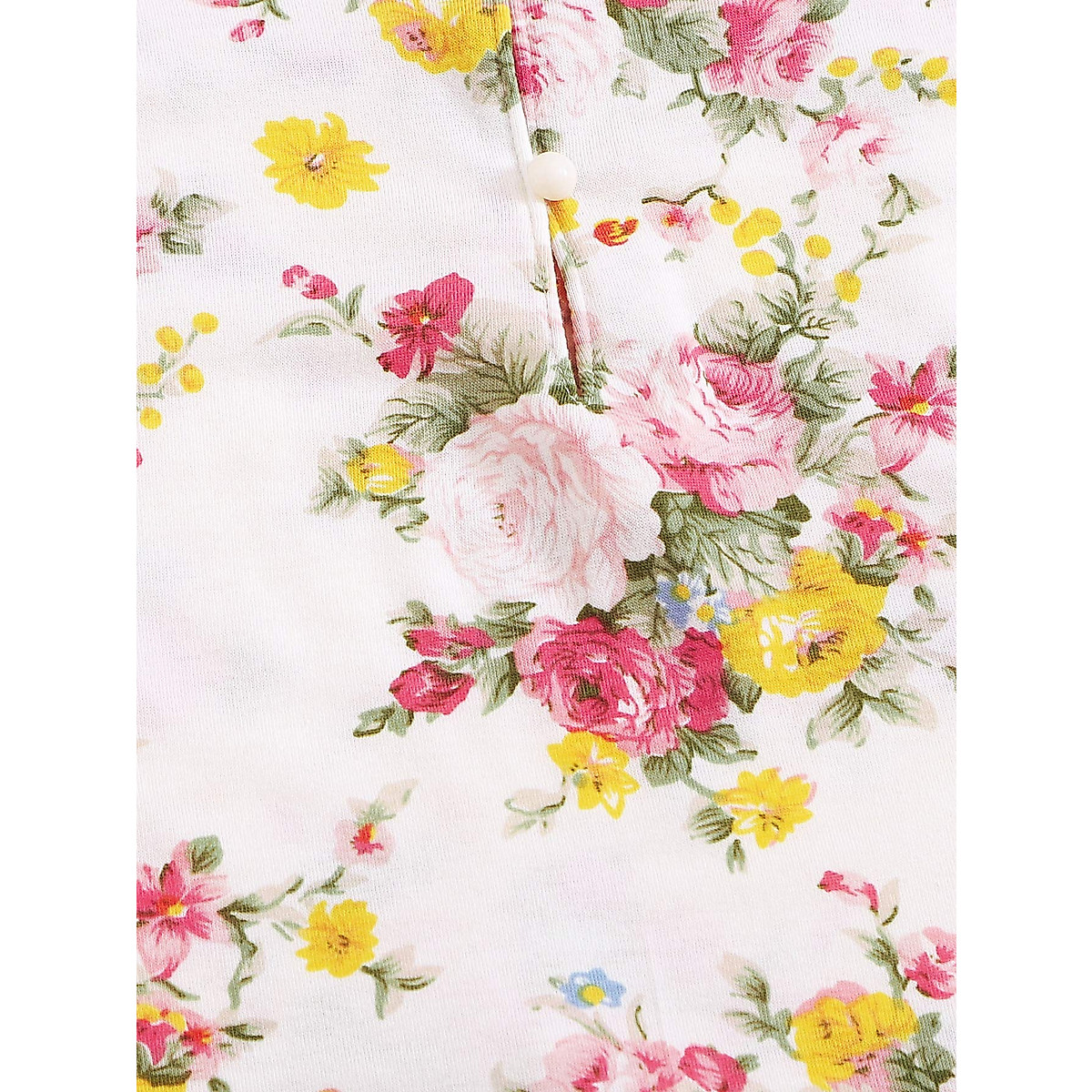 SheIn Women's Pajamas Sets Button Front Tank and Shorts Lounge Set Sleepwear White Floral X-Large