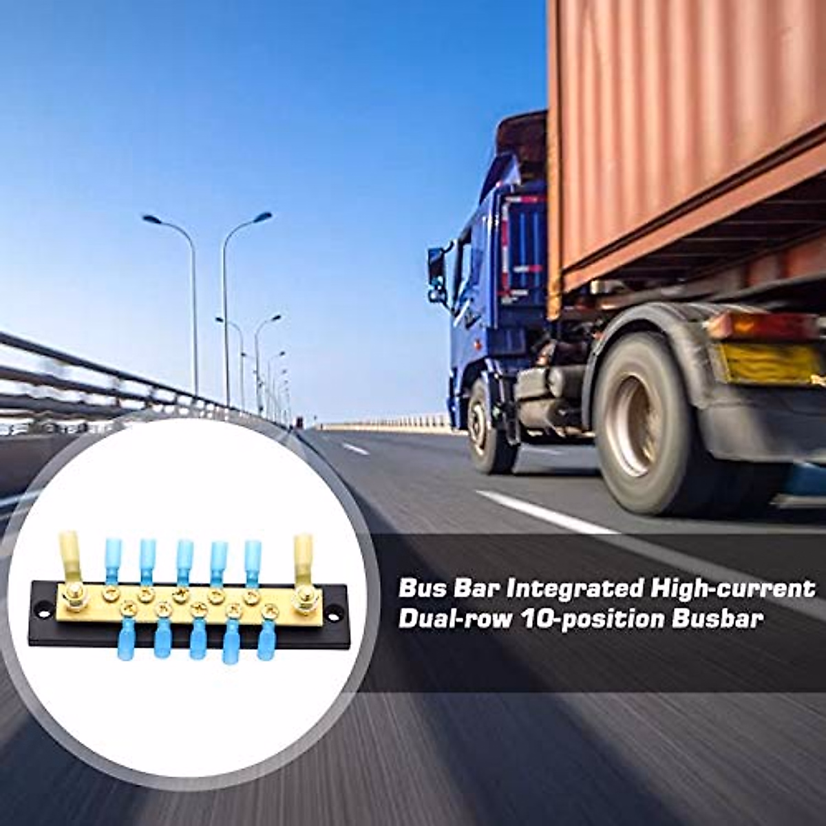 Acouto Bus Bar, Integrated Bus Bar Busbar Board Dual Row 10 Position M6 Terminal Stud 150A DC 48V for Truck Car Yacht Boat