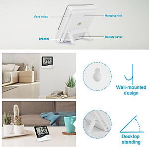 Digital Thermometer Hygrometer, Tuecota Temperature Humidity Monitor with Max/Min Record Function, Indoor Thermometer Humidity Gauge for Living Room, Warehouse, Baby Room, Office, Garden