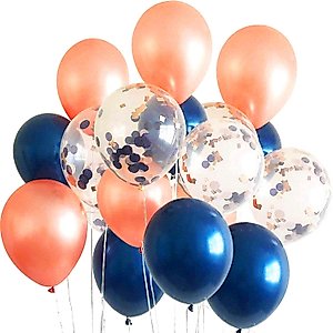 Navy Blue Rose Gold Balloons Navy Blue Rose Gold Bridal Shower Decorations/Gender Reveal/Navy Blue Birthday Decorations/Wedding/Navy Peach Baby Shower Decorations
