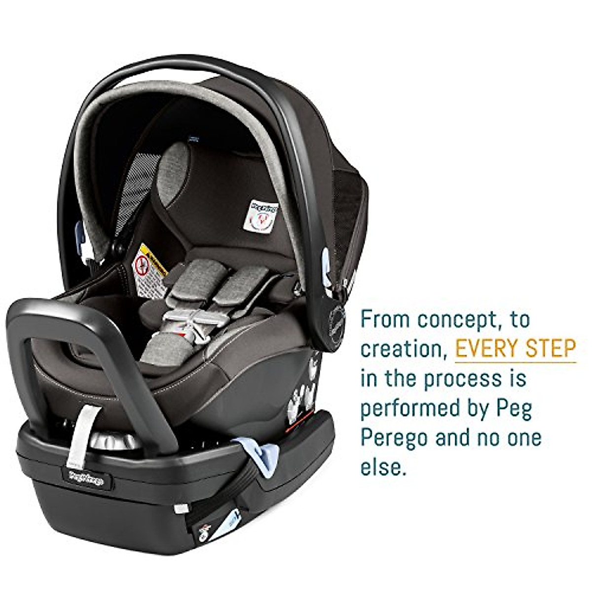 Peg Perego Primo Viaggio 4-35 Nido - Rear Facing Infant Car Seat - Includes Base with Load Leg & Anti-Rebound Bar - for Babies 4 to 35 lbs - Made in Italy - Atmosphere (Grey)