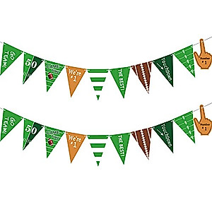 Sport Theme Football Flags Banners Decoration American Football Flags Banner Football Party Sign Decorations for Happy Birthday Party Pennant Banner for Olympics, Bar, Sports Clubs, 7.87 x 5.5 Inch