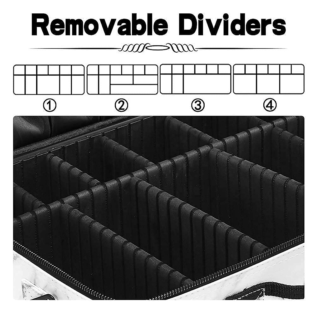 gzcz Large Travel Makeup Bag PU Leather Cosmetic Case Organizer 16" Professional Makeup Train Case with Adjustable Dividers and Shoulder Strap for Makeup Brushes Toiletry Jewelry Digital Accessories