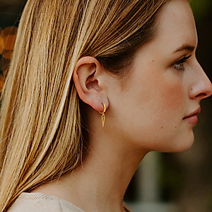 SANNYRA Spike Earrings for Women - 14K Gold Plated Earrings - Hoop Dangle Earrings Jewelry - Gold Huggie Hoop Earrings for Women