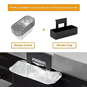 Blackhoso Griddle Grease Cup for Blackstone Griddle Accessories with 10 pack Grease Cup Liners Drip Pan Fits Blackstone 17 22 28 36 Inch Griddle Grease Catcher