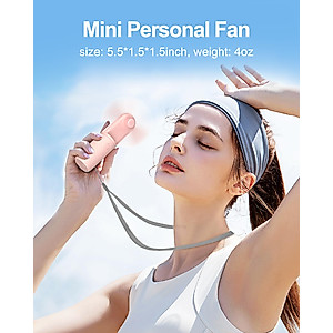 Coohea Handheld Fan Powerful Mini Fan USB Rechargeable Portable Fan Battery Operated Small Fan Little Makeup Lash Fan Hand Held Personal Fan for Travel Beach Vacation, 10-15.5H Working, Pink