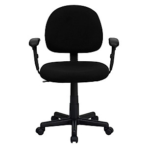 Flash Furniture Mid-Back Black Fabric Swivel Task Office Chair with Adjustable Arms