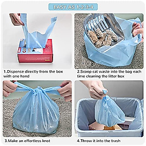 Bilibara Cat Litter Bags with Handles, Scented Poop Bags for Cats, Ultra Thick Cat Poop Bags, Leak-Proof Cat Waste Bags, Amazing Odor Sealing, Disposable Cat Litter Disposal, Large to Fit Any Scoop