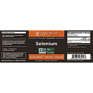 Global Healing Center Selenium 200mcg 2-Pack,Pure Selenium Supplement with Organic Ingredients,Antioxidants for Thyroid Support and Immune Health for Men & Women-More than Selenium 100mcg (60Capsules)