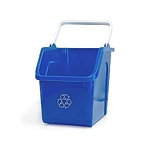 Good Natured Stackable Recycle Bin with Handle, 6 Gallon / 25 Liter - Ideal for Kitchen, Home & Indoor Use - Compact & Small Recycling Bin - Perfect for Recycling Cans, Blue Recycle Bin for Easy Trash Sorting