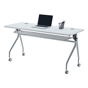 WorkPro® AnyPlace Flip-Top Nesting Training Table, 29-1/2"H x 60"W x 24"D, Light Gray/Silver