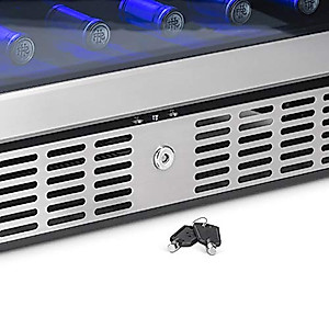 NewAir 24" Wine and Beverage Refrigerator Cooler, 20 Bottle and 70 Can Capacity, Built-in or Freestanding Dual Zone Fridge in Stainless Steel with Splitshelf