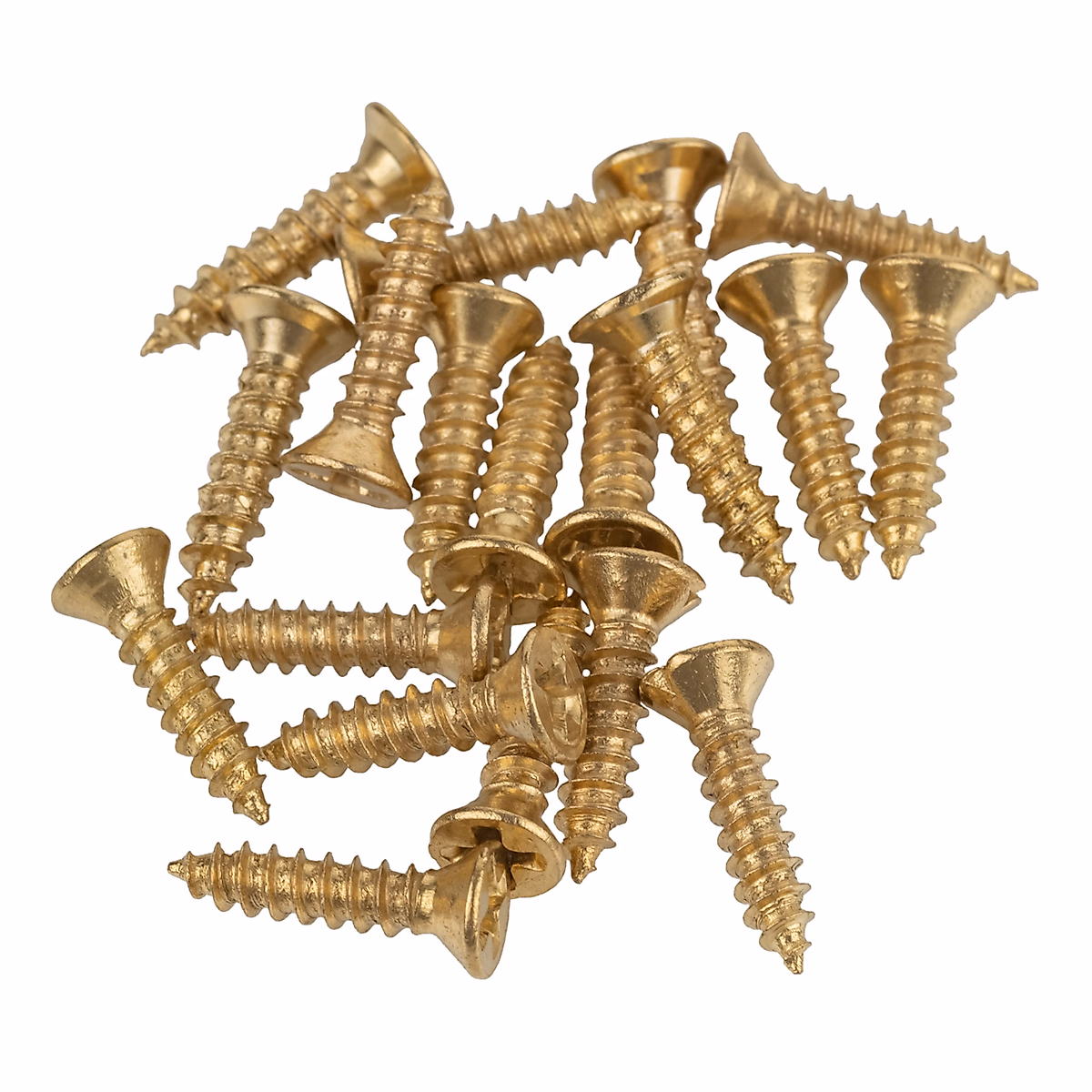 #4 x 1/2" Brass Flat Head Phillips Wood Screws - Pack of 25 - Self Tapping Screws for Wood - FH412-SB