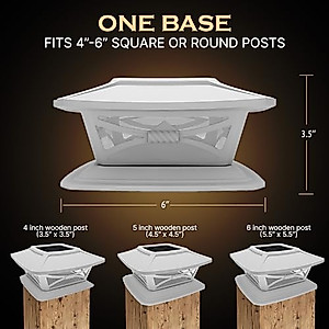 JVK Goods Post Cap Lights Outdoor 8 Pack, Fits 4x4, 5x5, 6x6 Square Post & Fence Deck Patio Garden Pathway, Rechargeable Solar Powered Warm-of-White, Work All Night, Waterproof, Wight Color
