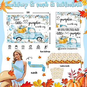 A Little Pumpkin is On the Way Baby Shower Decorations, Thanksgiving Pumpkin Baby Boy Baby Shower Decorations Kit, Fall Pumpkin Baby Shower Boy Supplies, Autumn Baby Shower Decorations for Boy