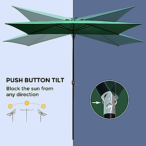 ASTEROUTDOOR Rectangular Patio Umbrella Outdoor Umbrella Market Table Umbrellas with Push Button Tilt, Crank and 6 Sturdy Ribs for Lawn, Garden, Deck, Backyard & Pool, 6.5 x 10ft, Beige